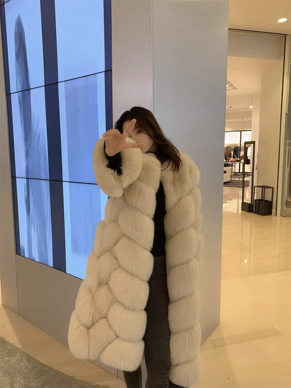 Luxury Women Real Fur Jacket | Real Fur Long Jacket Luxury - Real Fox ...
