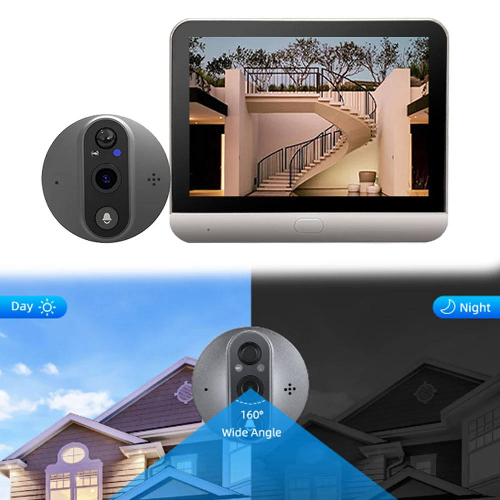 Smart-Peephole-Camera-4-3-IPS-Screen-Video-Doorbell-1080P-Camera-PIR ...