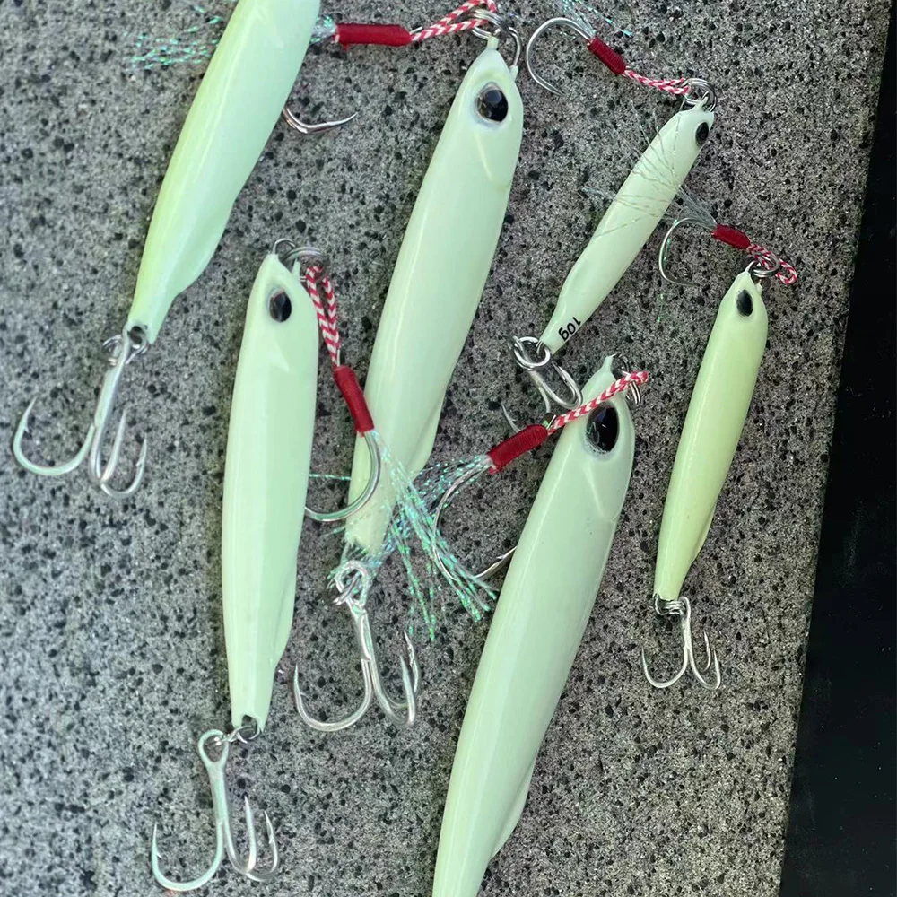 1PC 10g 15g 20g 25g 30g 40g 60g Luminous Metal Jig Lure Slow Jig ...