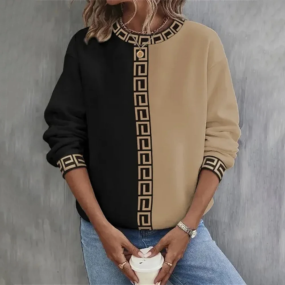 Sudadera-con-estampado-geom-trico-para-mujer-su-ter-holgado-con-capucha ...