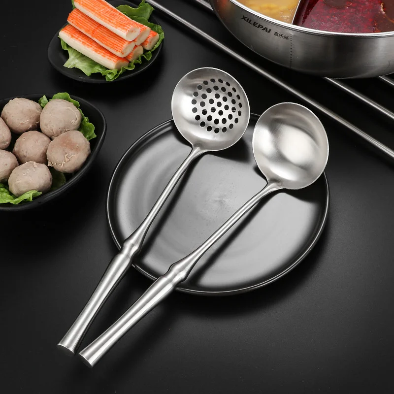 Stainless-Steel-Long-Handle-Hot-Pot-Colander-Soup-Spoon-Round-Head ...