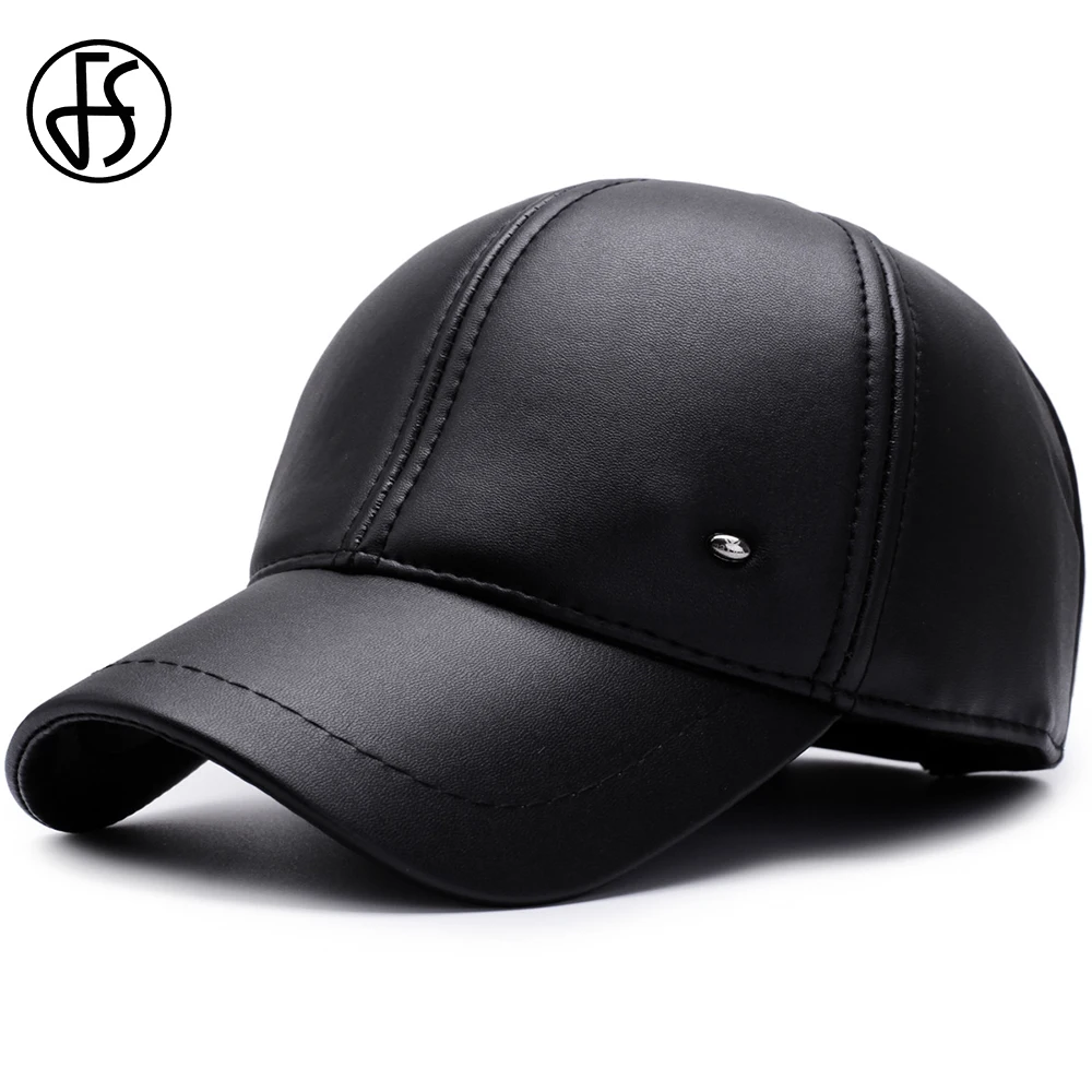 FS-High-Quality-PU-Leather-Hats-For-Men-Women-Warm-Baseball-Cap-Fashion ...