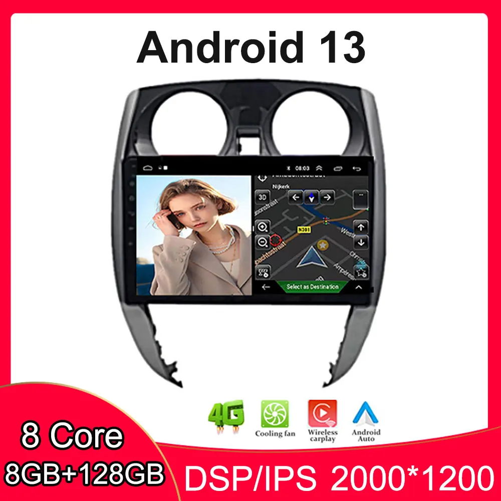 Auto rádio para Nissan Note, Android 13, Jogador estéreo, Multimídia ...