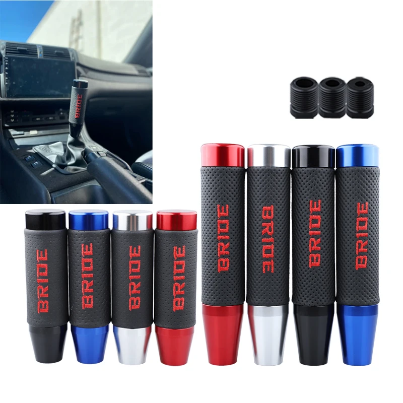 Universal-Aluminum-Leather-Gear-Shift-Knob-JDM-Bride-Shifter-Lever-Head ...