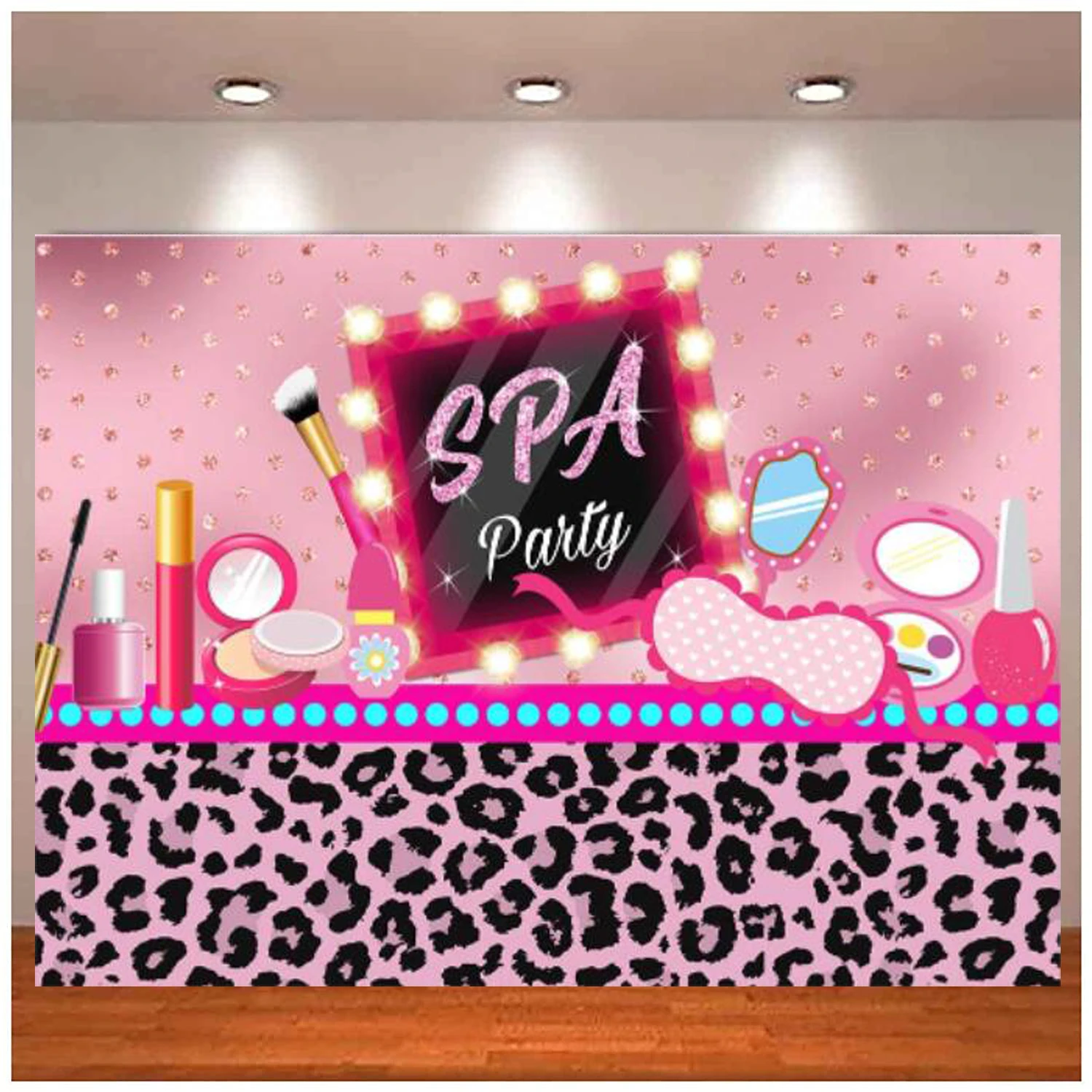 Spa Themed Backdrop Pamper Slumber Party Background Colorful Dots Spa ...