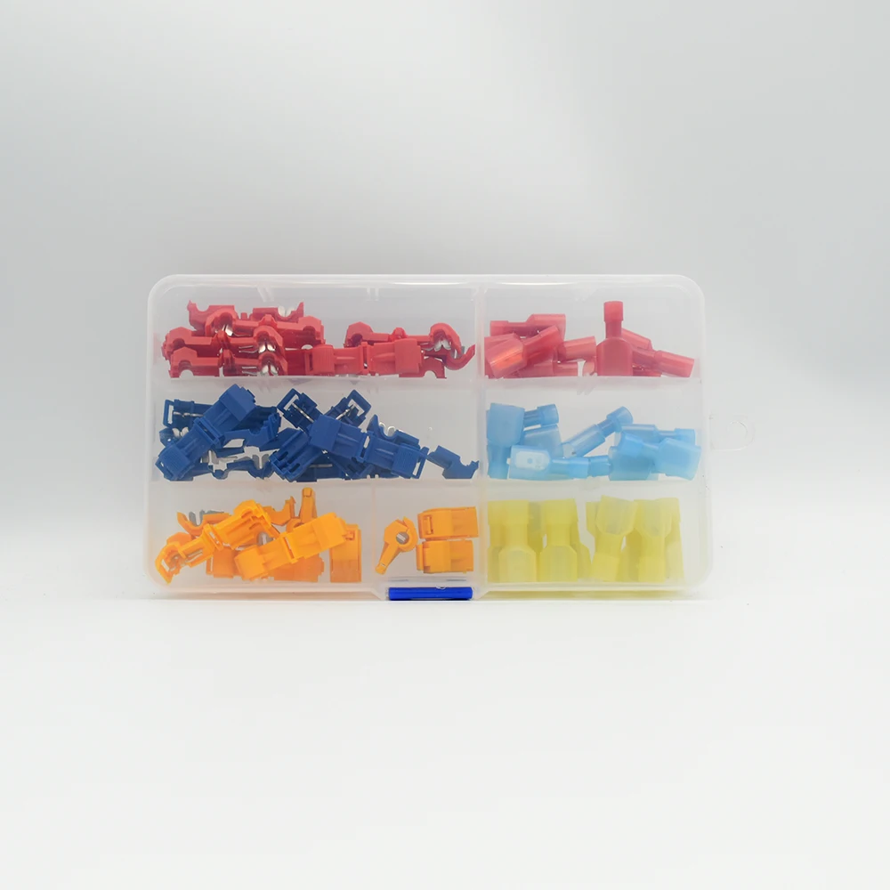 60PCS Boxed,T type Crimp Terminal,Wire Connection Clip Quick ,Peel Free ...