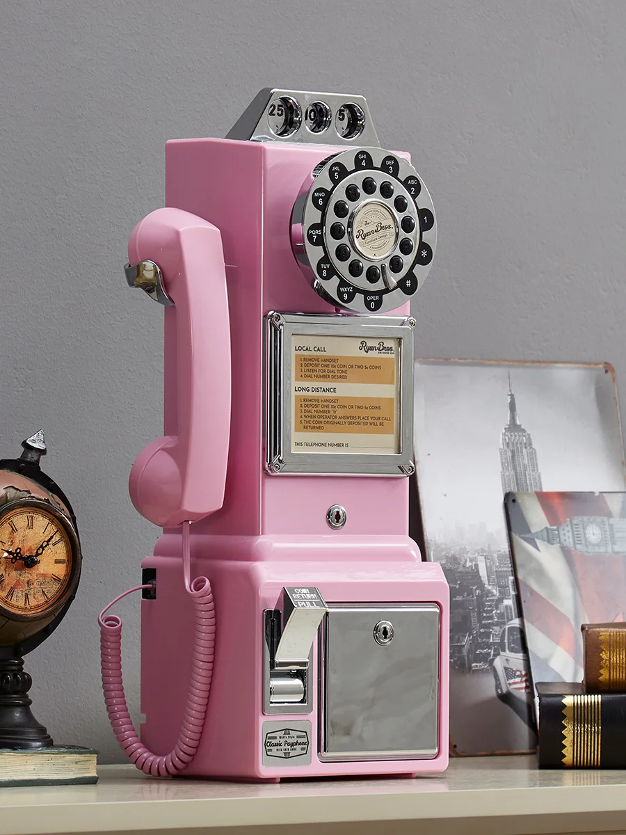 American-50s-Retro-style-Coin-operated-Telephone-Retro-Vtg-Payphone ...