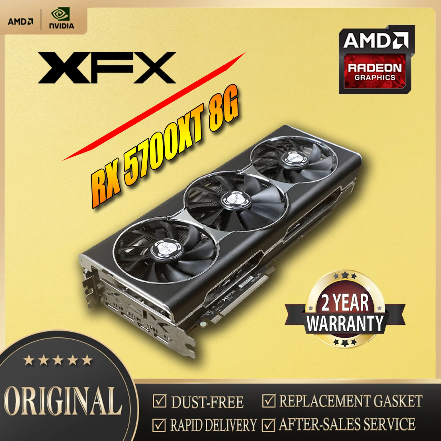XFX-Graphics-Cards-RX5700XT-8GB-Triple-Fans-7nm-256bit-PCIE4-0X16-Video ...