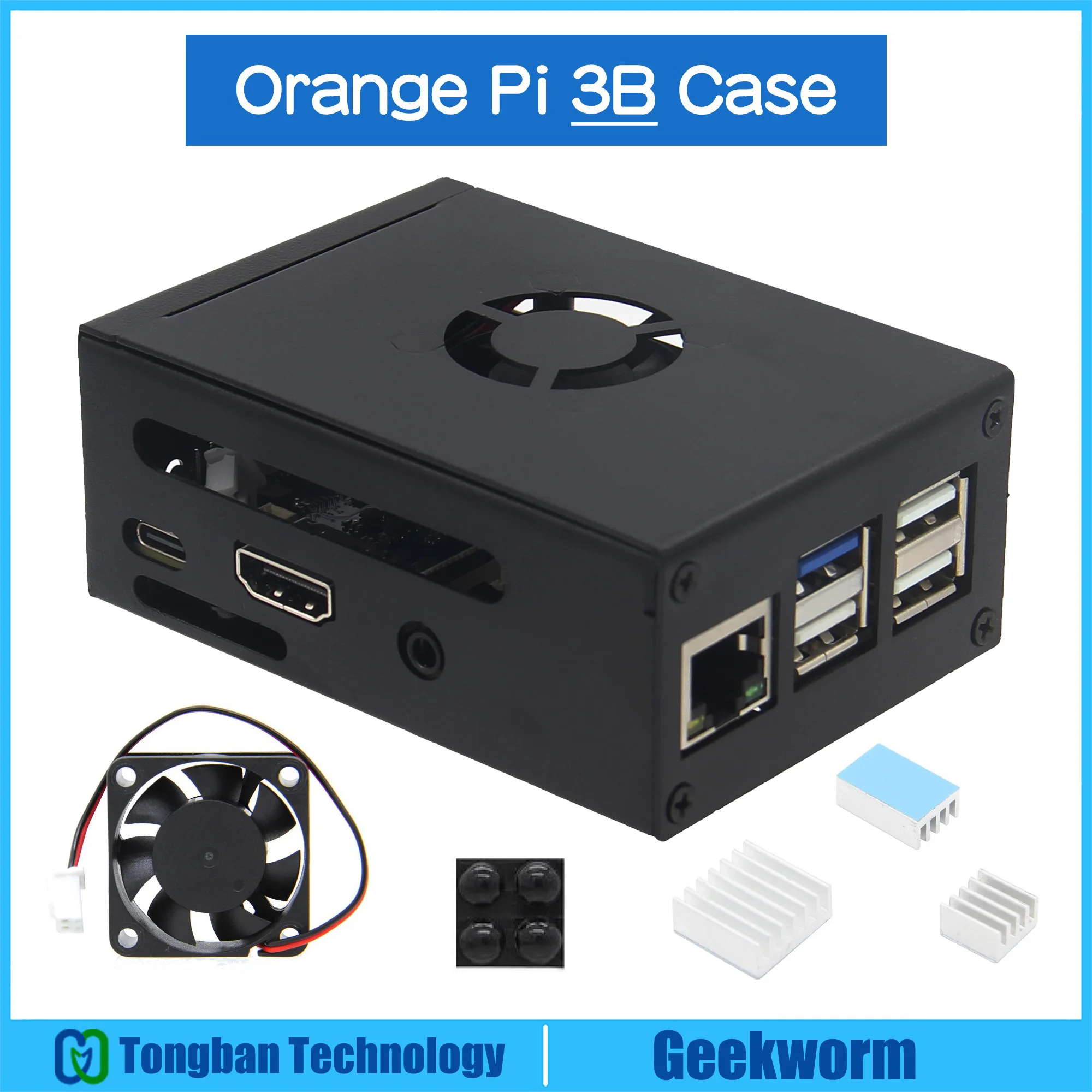 Geekworm Orange Pi 3B Case with Fan & Heatsink (N510)| Support Antenna & NVMe SSD 2280 for ...