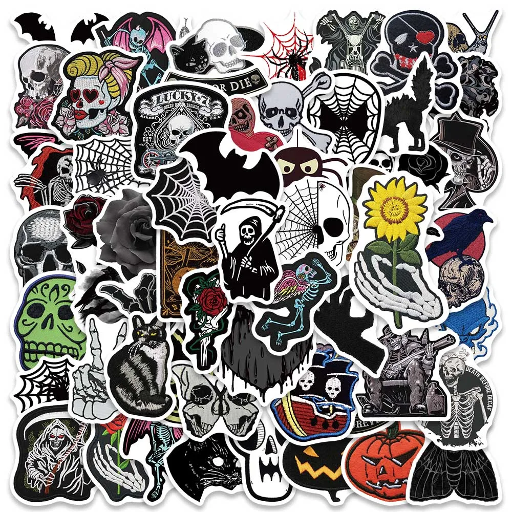 60PCS-Dark-Horror-Skull-Spider-Web-Graffiti-Stickers-Waterproof-Decals ...