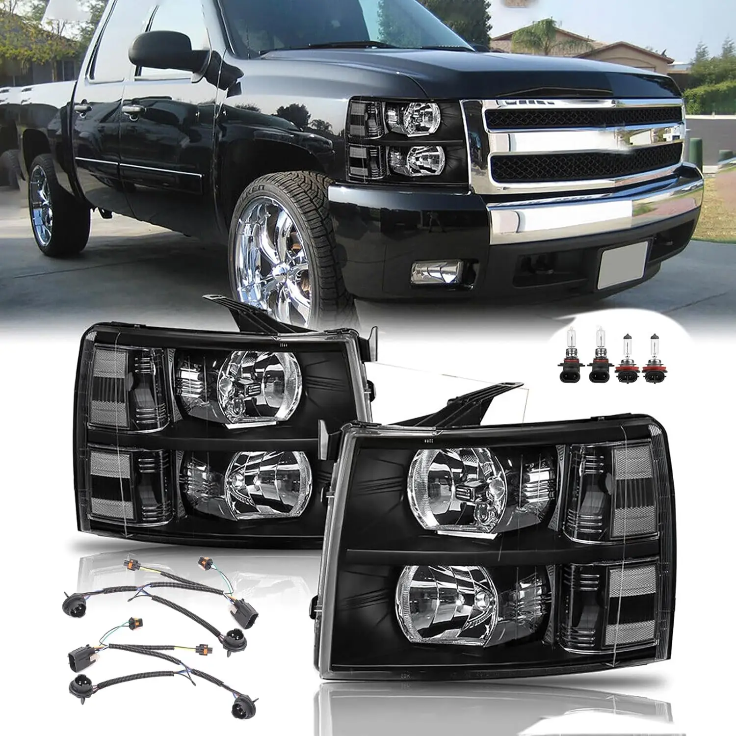Headlights w/ Wiring for Silverado – AW PRO KIT