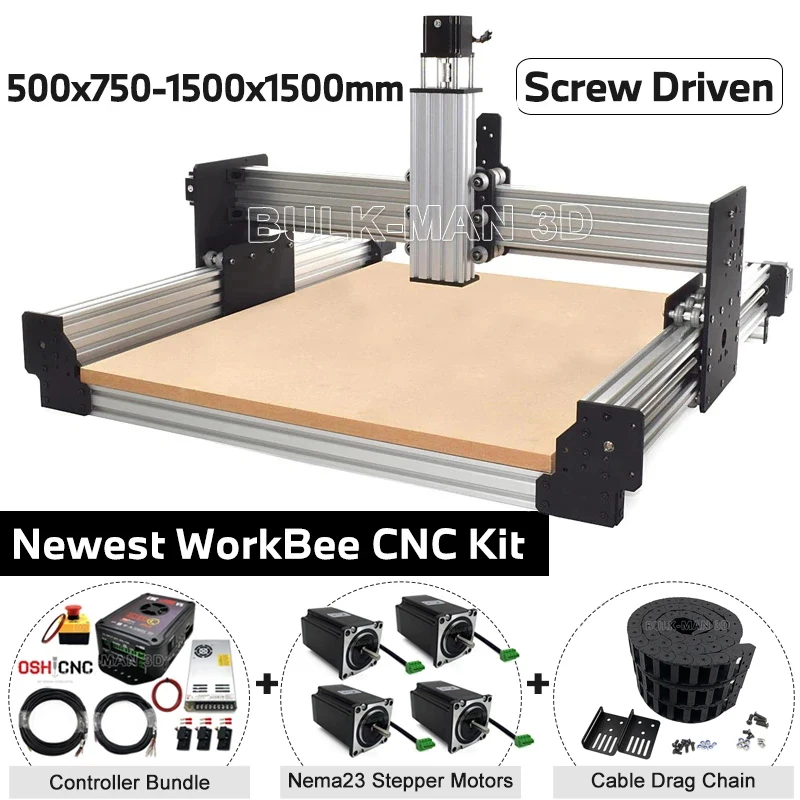 BulkMan-3D-Newest-WorkBee-CNC-Router-Mechanical-Kit-Motors-Controller ...