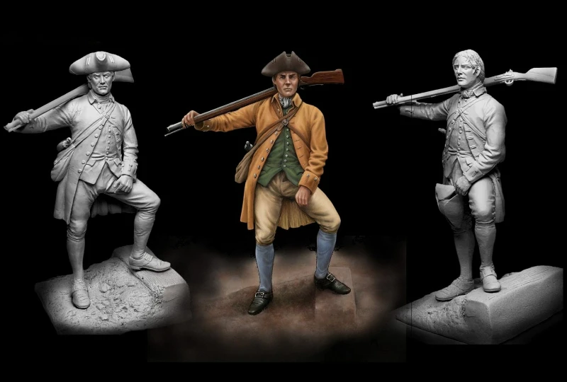1/24 Scale 75mm Die-Cast Resin Figure Model Kit US Minuteman (2 Heads ...