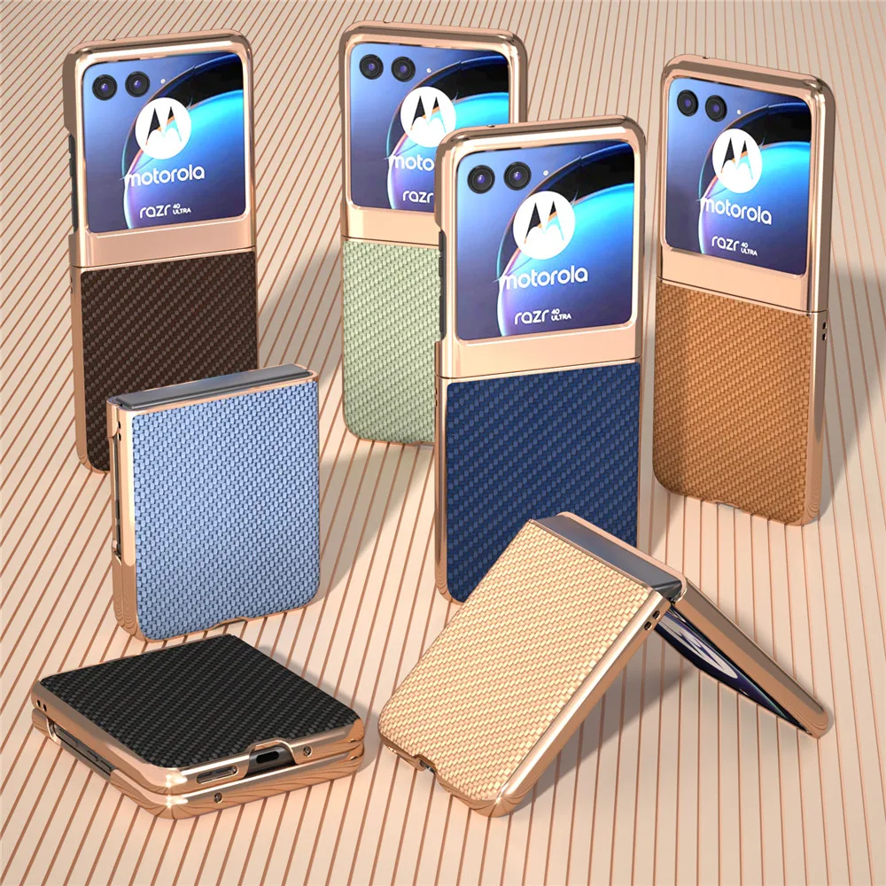 Fashion-Carbon-Fiber-Micro-Plating-Leather-Case-For-Motorola-Razr-40 ...
