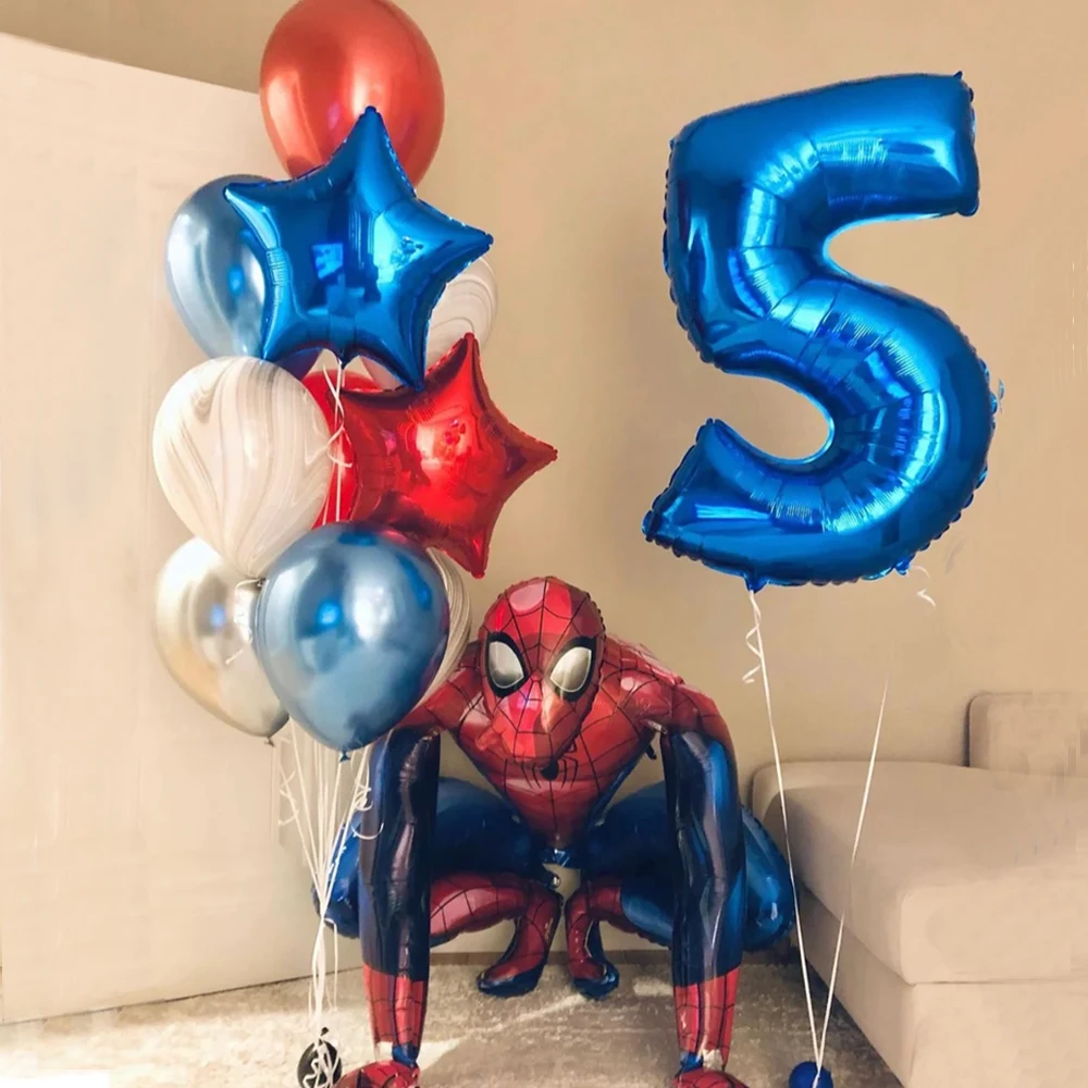 Big 3D Spider Man Super Hero Bal o N mero Azul Foil Bal es Decora o jpg Big 3D Spider Man Super Hero Bal o N mero Azul Foil Bal es Decora o jpg