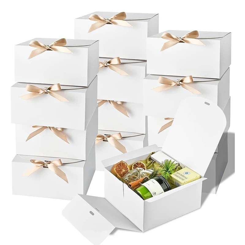 1-3-6pcs-Large-White-All-In-One-Gift-Cardboard-Box-With-Bow-Ribbon ...