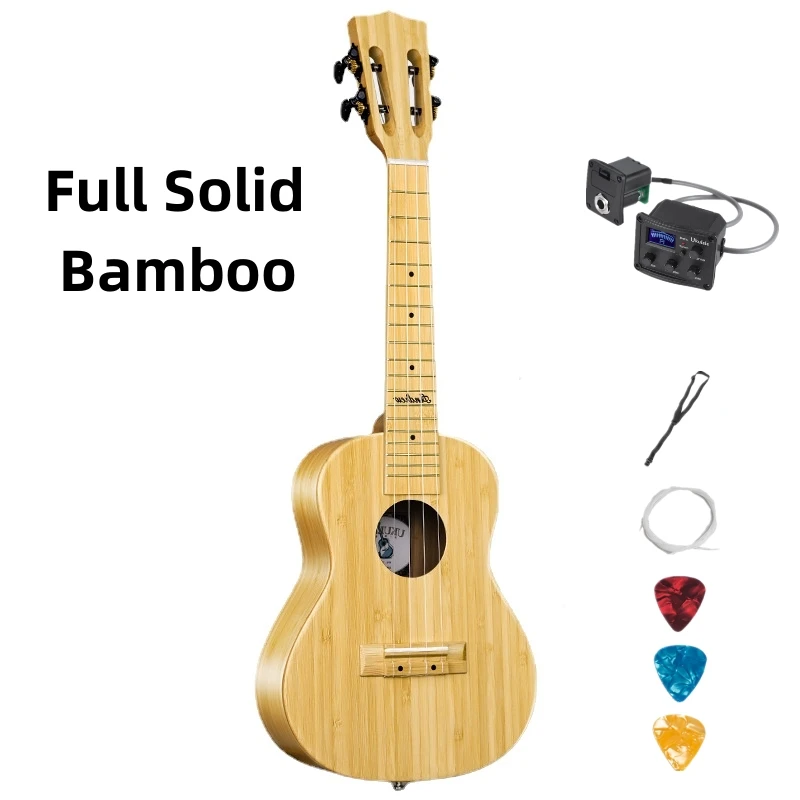 Mini-Guitarra-ac-stica-el-ctrica-mate-Ukelele-de-bamb-s-lido-completo ...