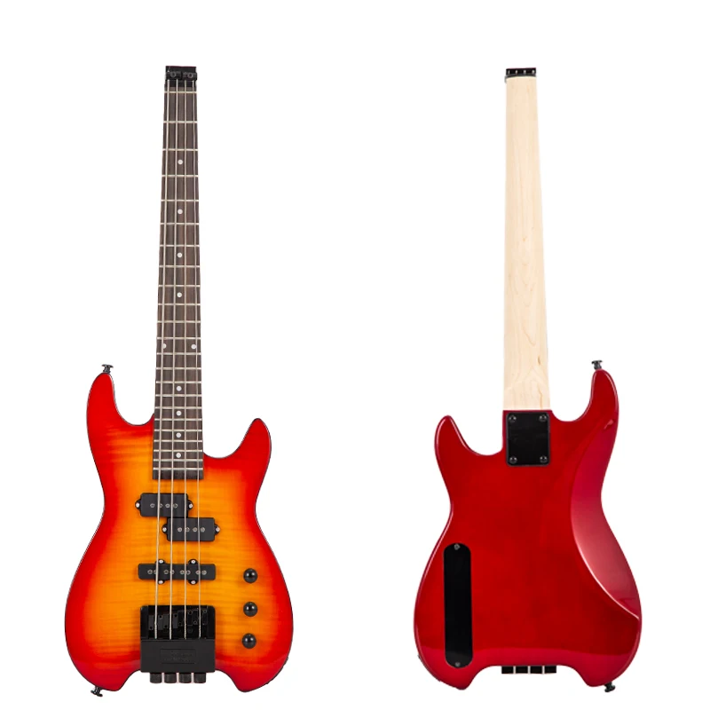 ZLG-4-string-Headless-bass-Flame-maple-top-25-5-Scale-length-Mini-Bass ...