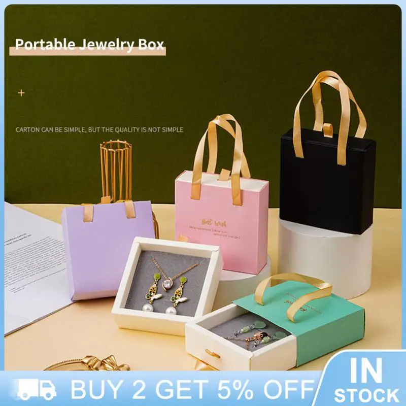 Portable Jewelry Box For Gift Set Packing Necklace Earrings Bracelets ...