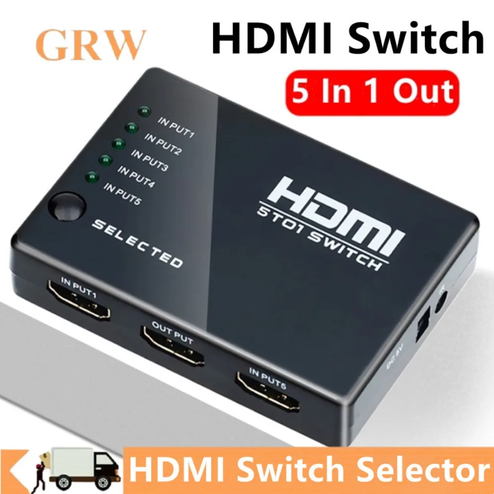 5-Port-HDMI-compatible-Switch-With-IR-Remote-3D-VIdeo-Switcher-KVM ...