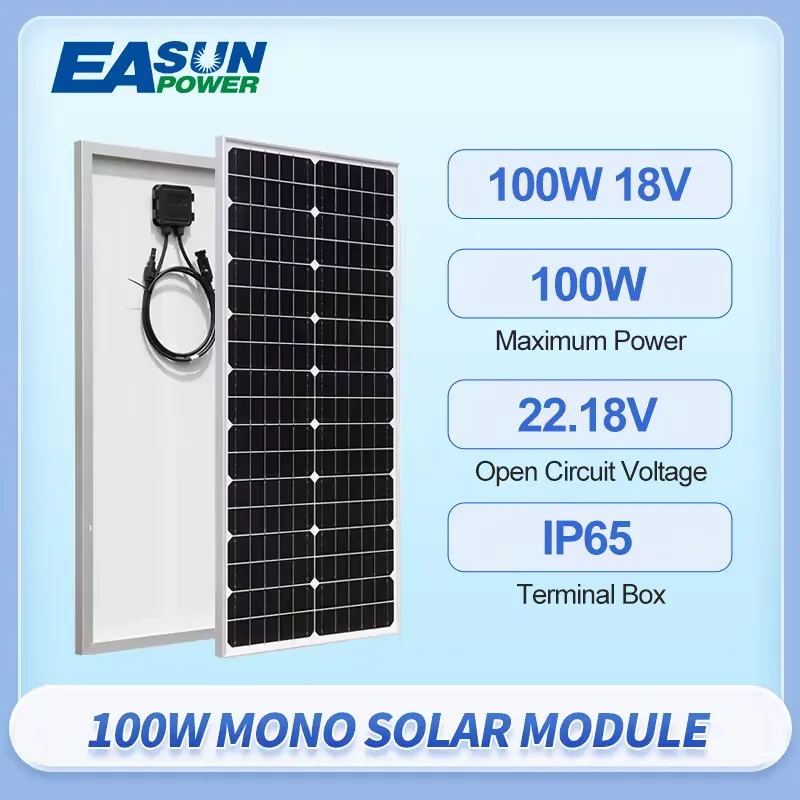 EASUN 100W 12V Solar Photovoltaic Home System Portable Monocrystalline ...