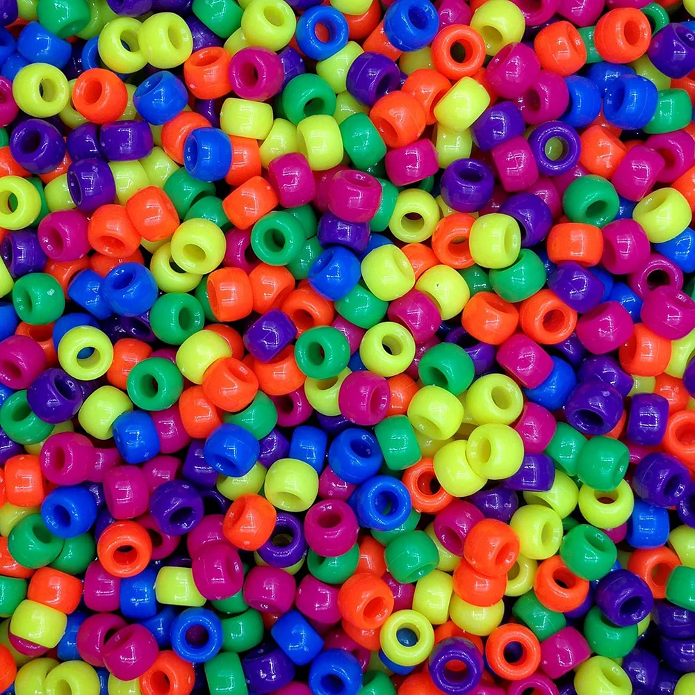 1000Pcs Multicolor Pony Beads Set Plastic Pony Beads Making Hair Beads ...