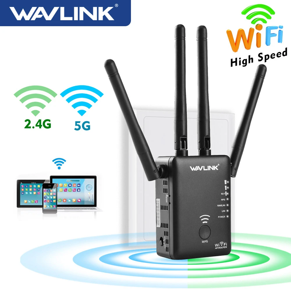 Wavlink Wifi Repeater 5ghz 750/1200mbps Wireless Router Dual Band 2 ...