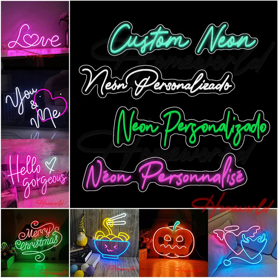 Custom-Neon-Sign-Light-DIY-Your-Own-Text-Logo-LED-Night-Lamp-Decor-Room ...