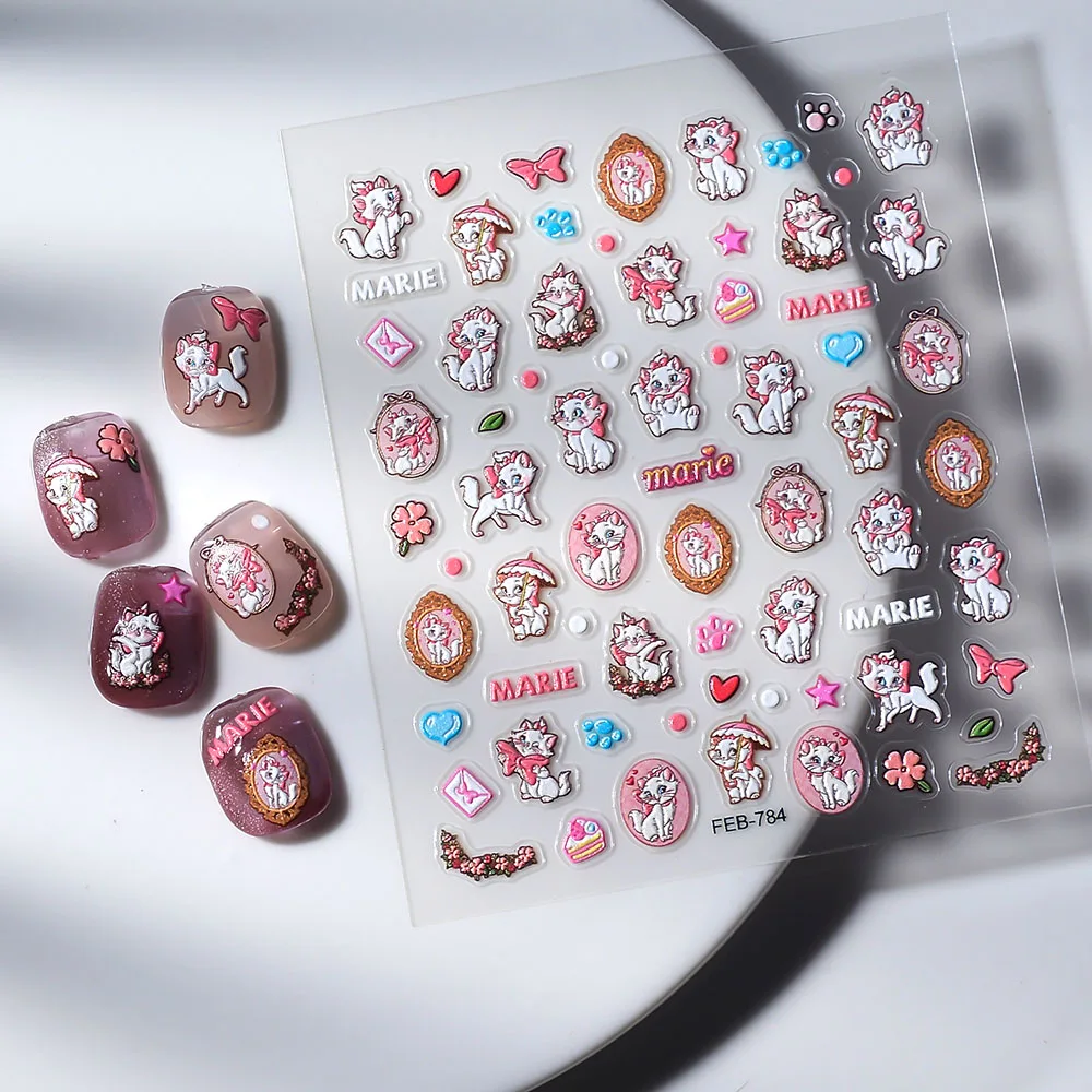 5D-Relief-Disney-Cartoon-Mary-Cat-Nail-Sticker-Anime-Strawberry-Bear ...