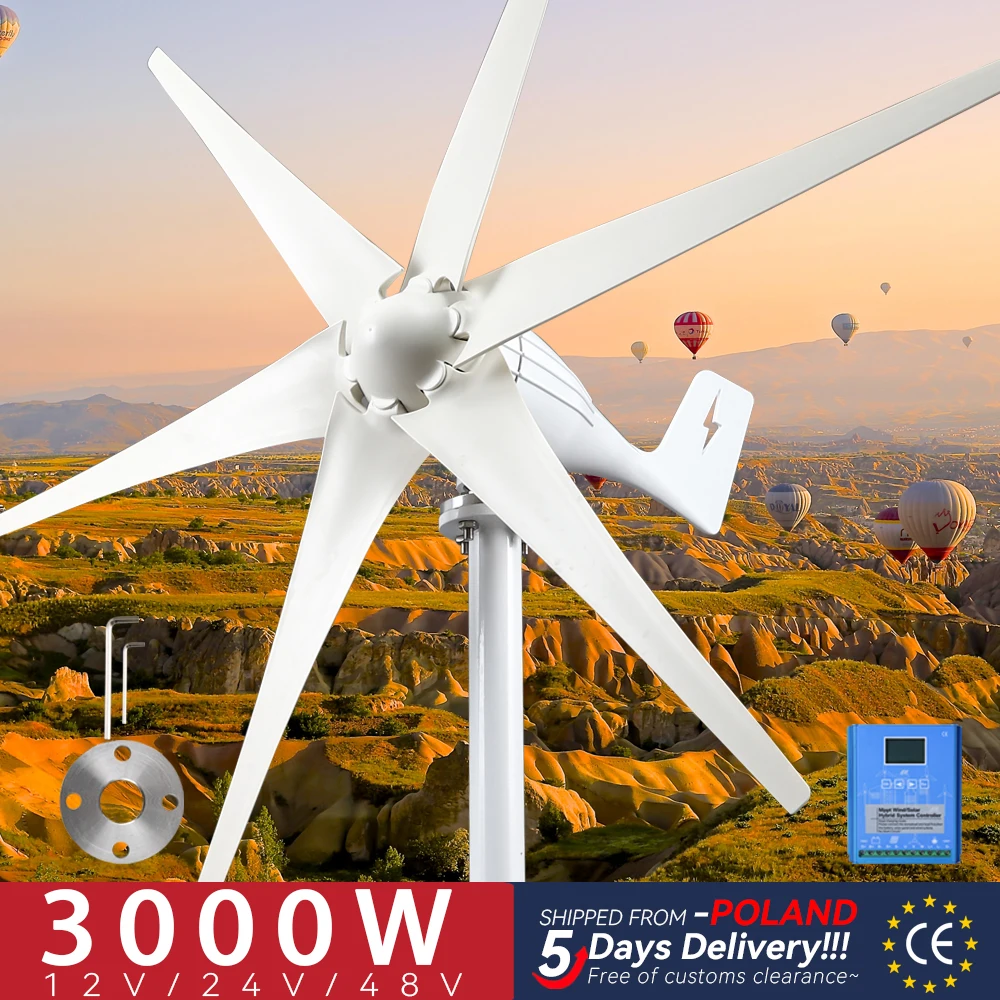 EU 5 days delivery 3000W Windmill Turbine Generator Dynamo Energy 3KW ...