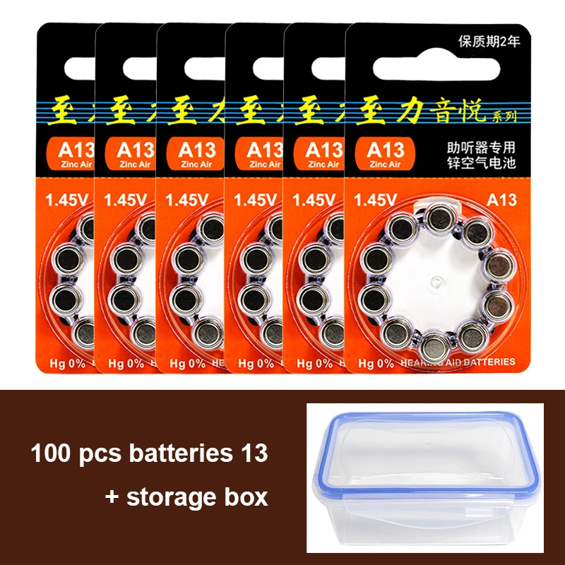 100-x-Hearing-Aid-Batteries-13-a13-13a-p13-PR48-Zinc-Air-Cell-Button ...