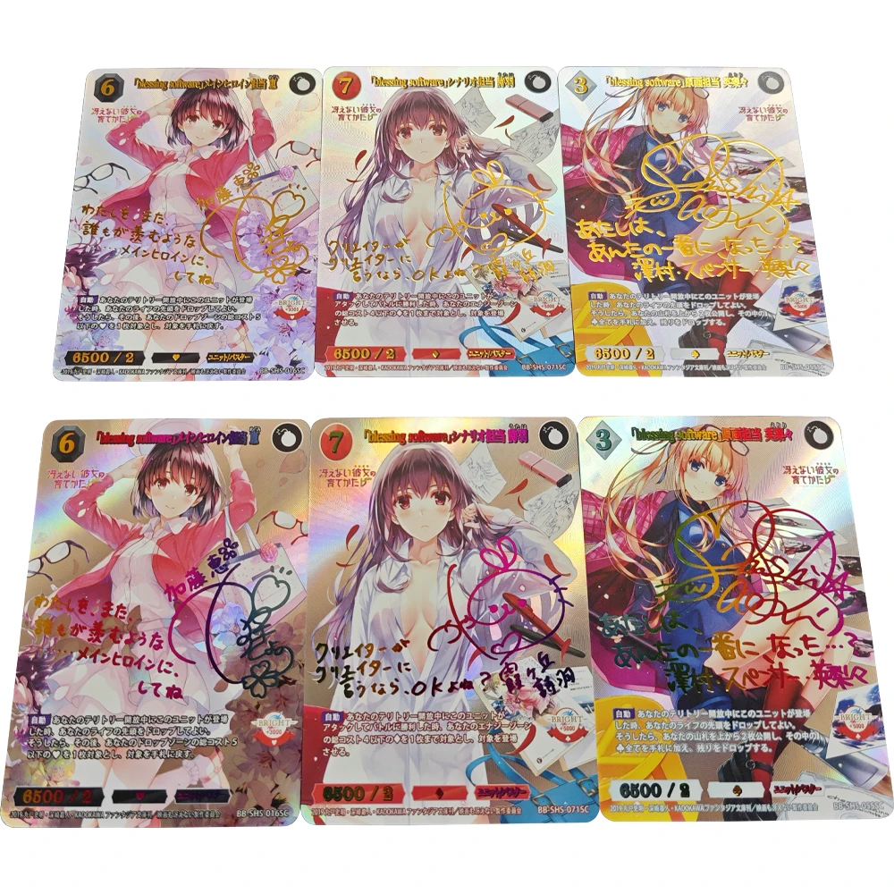 3Pcs/set WS Collection Card Anime Girls Side Signature Card Bronzing ...