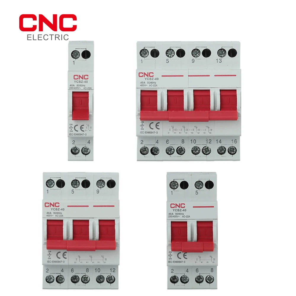 CNC YCBZ-40 1/2/3/4P 40A Changeover Switch 50/60Hz Disconnectors Switch ...