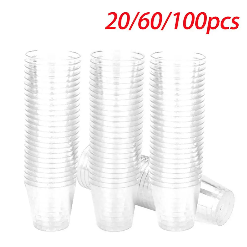 100-Packs-30ml-Clear-Hard-Plastic-Disposable-Cups-Party-Shot-Glasses ...