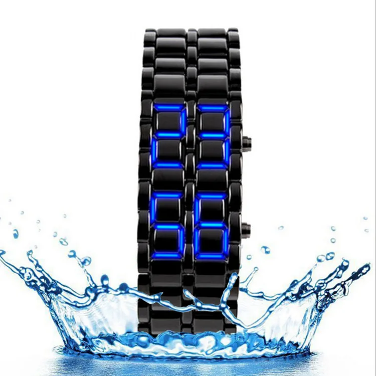 Iron-Samurai-Metal-Bracelet-Watch-LED-Digital-Wristwatches-Hour ...