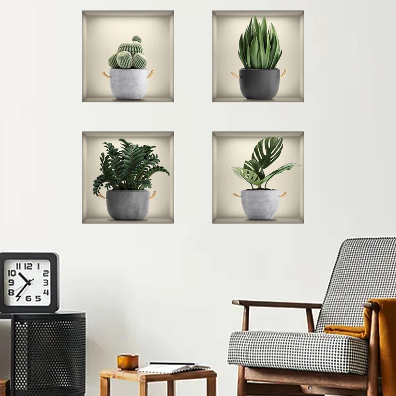 Creative-Fake-Window-Stickers-Green-Plants-Potted-Plants-Living-Room ...