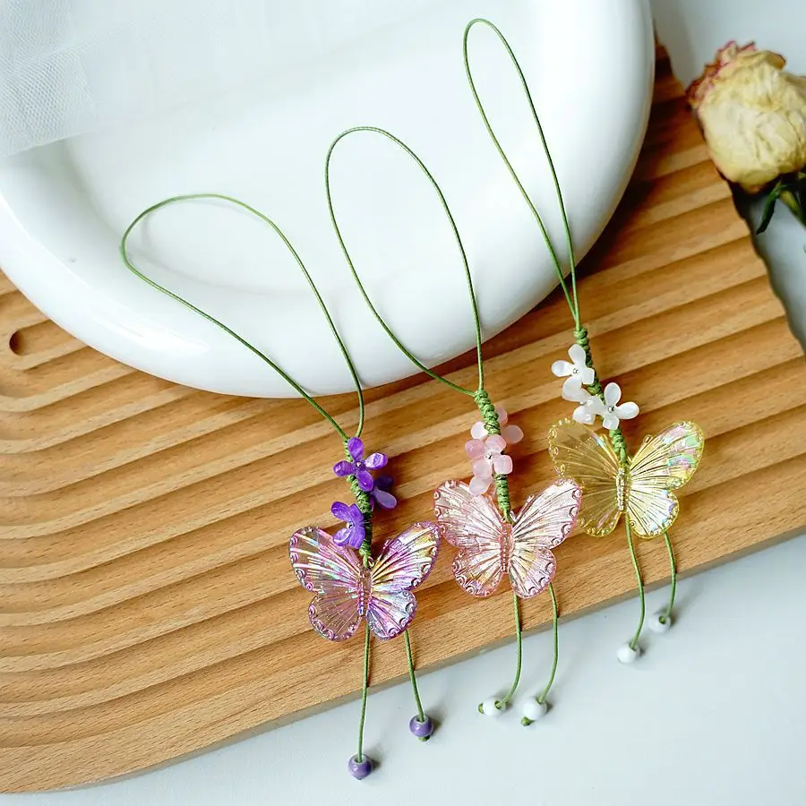 Cute-Butterfly-Flowers-Strap-Lanyards-For-IPhone-Samsung-Huawei-Mobile ...