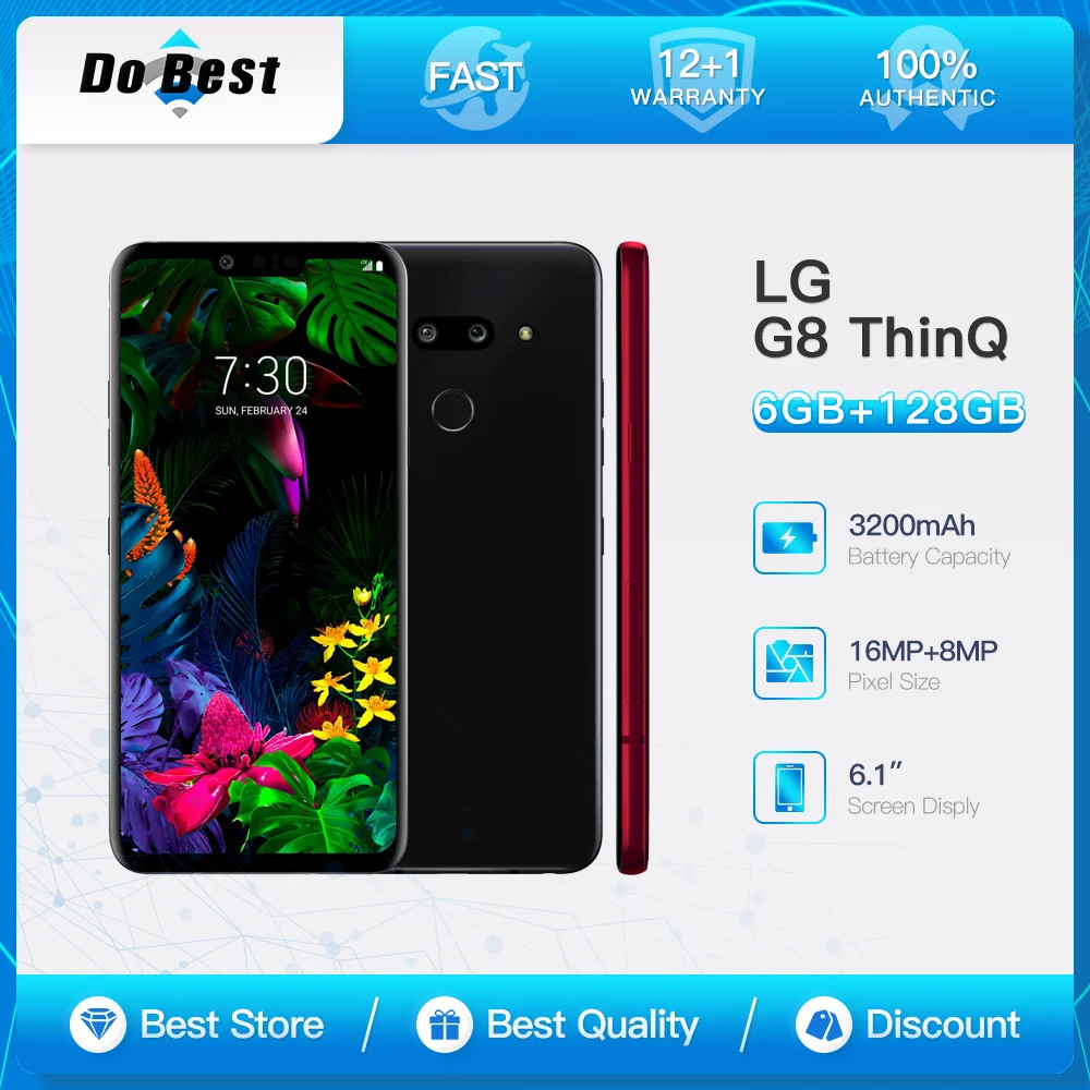 Original-LG-G8-ThinQ-CellPhone-Unlocked-4G-LTE-G820UM-G820N-Android ...