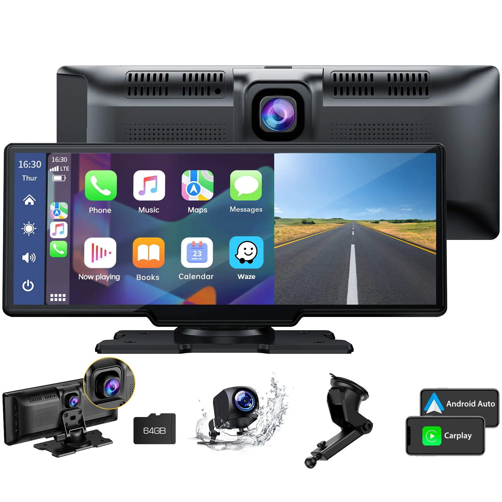 TOGUARD-10inch-Dual-Lens-Wireless-Apple-Car-play-Screen-Android-Auto ...