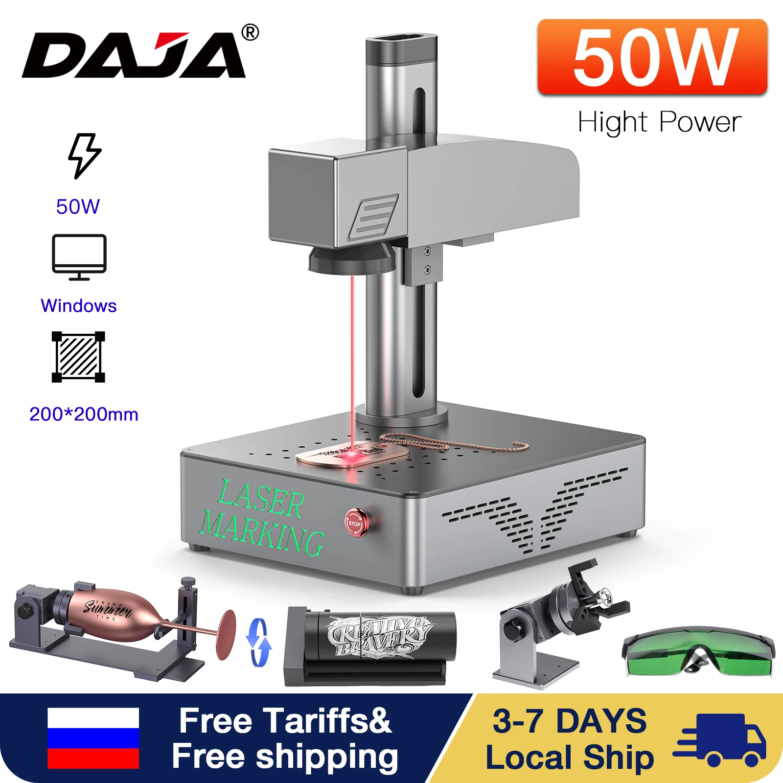 DAJA-S4-50W-Fiber-Laser-Marking-Machine-Metal-Nameplate-Engraver-for ...