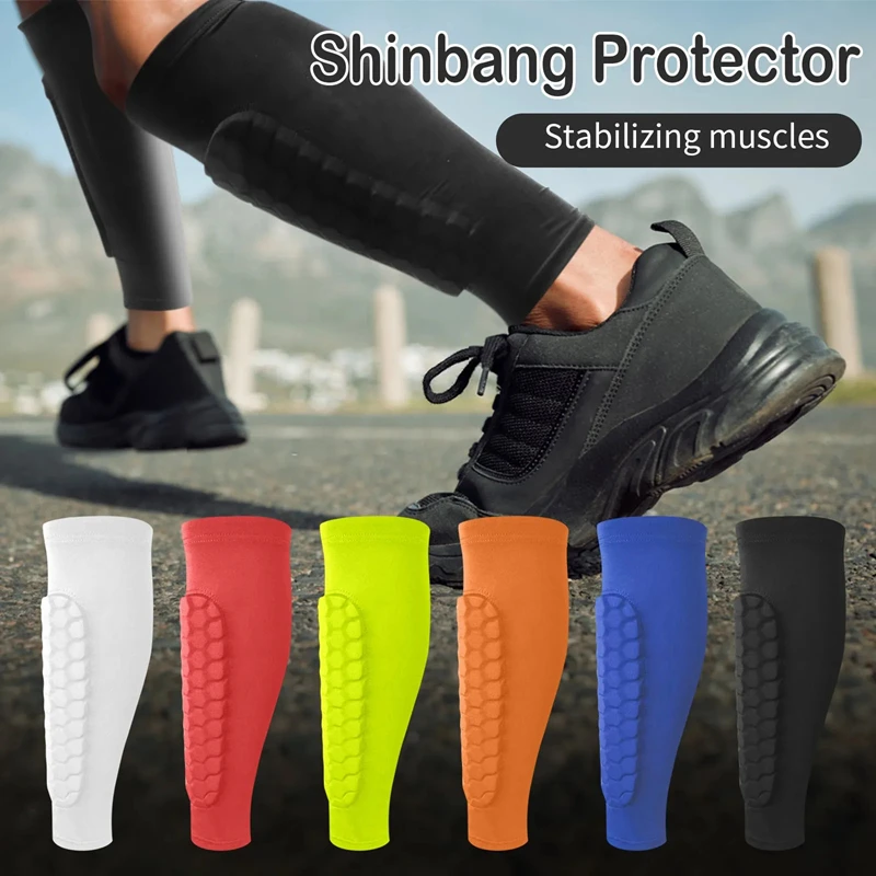 1Pcs Football Shin Guard Socks Sleeves with Foam Calf Compression ...