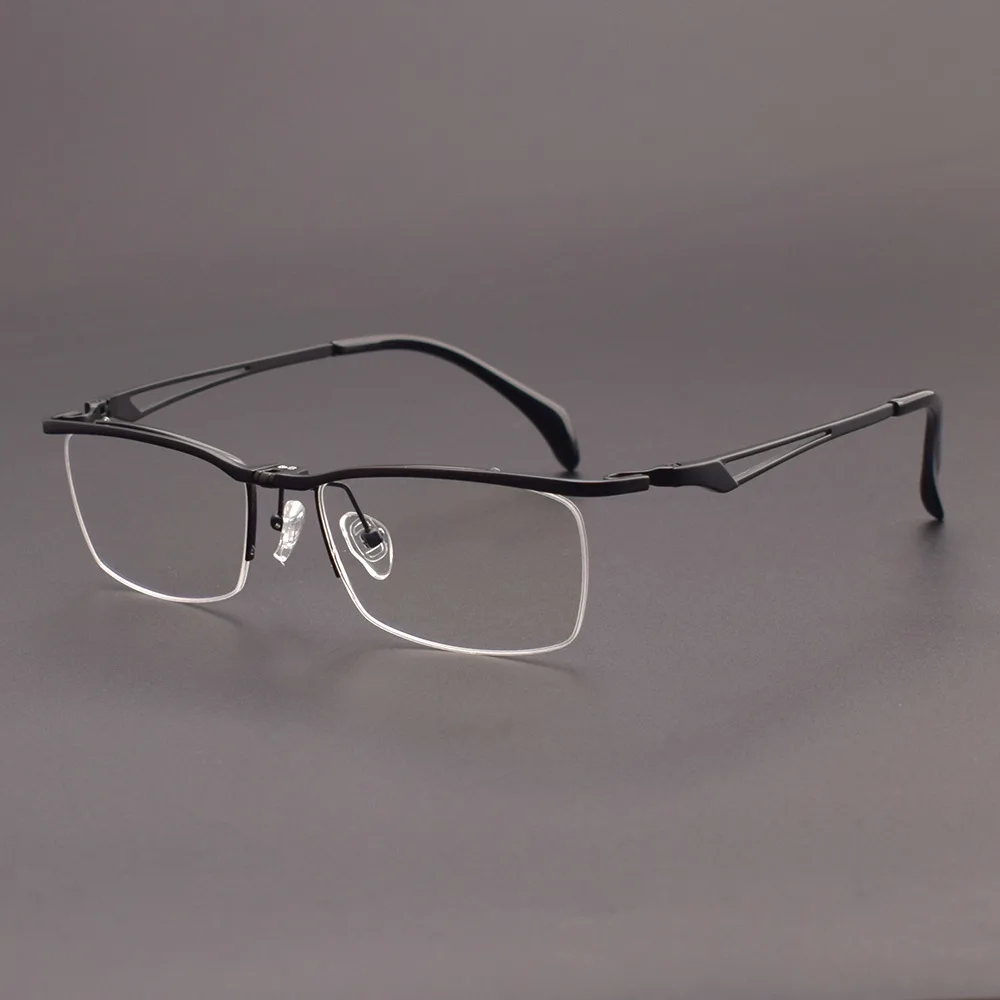 Luxury-Business-Style-Men-s-Half-Rim-Titanium-Square-Frame-Eyeglasses ...