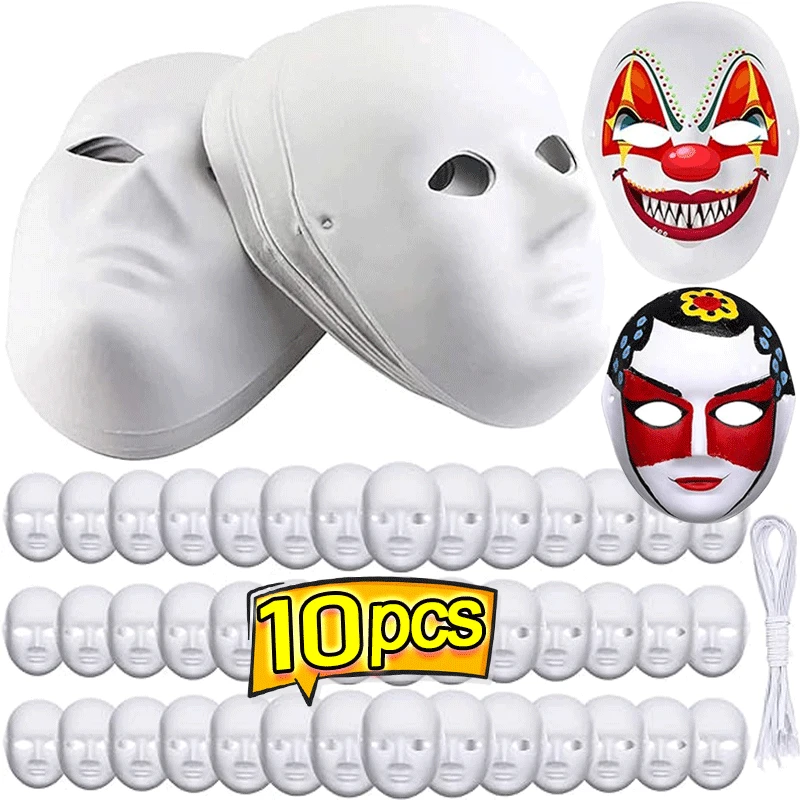10-1pcs-DIY-Full-Face-Masks-Paper-Blank-White-Halloween-Cosplay ...