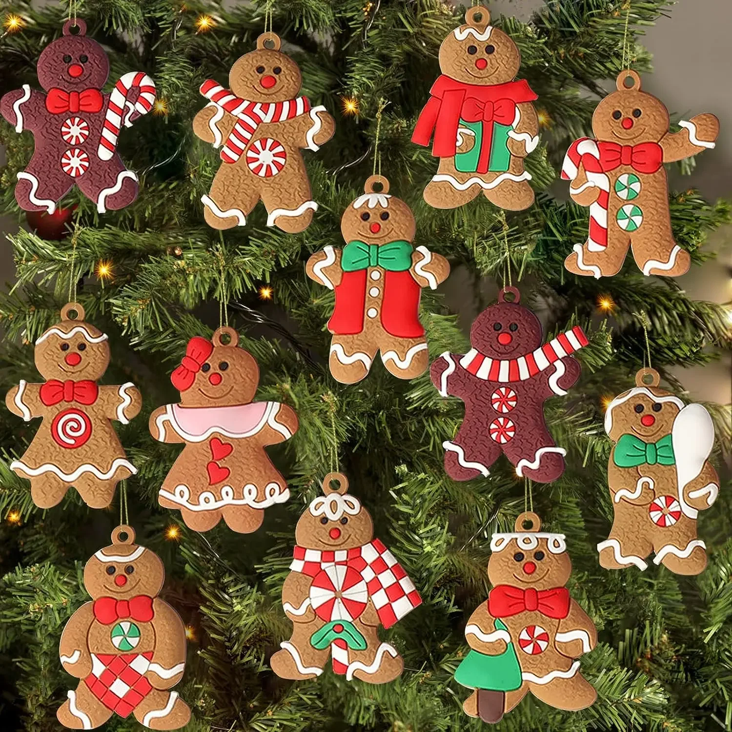 12pcs-Gingerbread-Man-Ornaments-for-Christmas-Tree-Assorted-Gingerbread ...