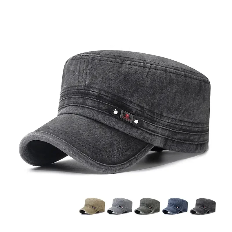 New Washed Hat Made Old Cotton Flat Top Autumn And Winter Peaked Hat ...