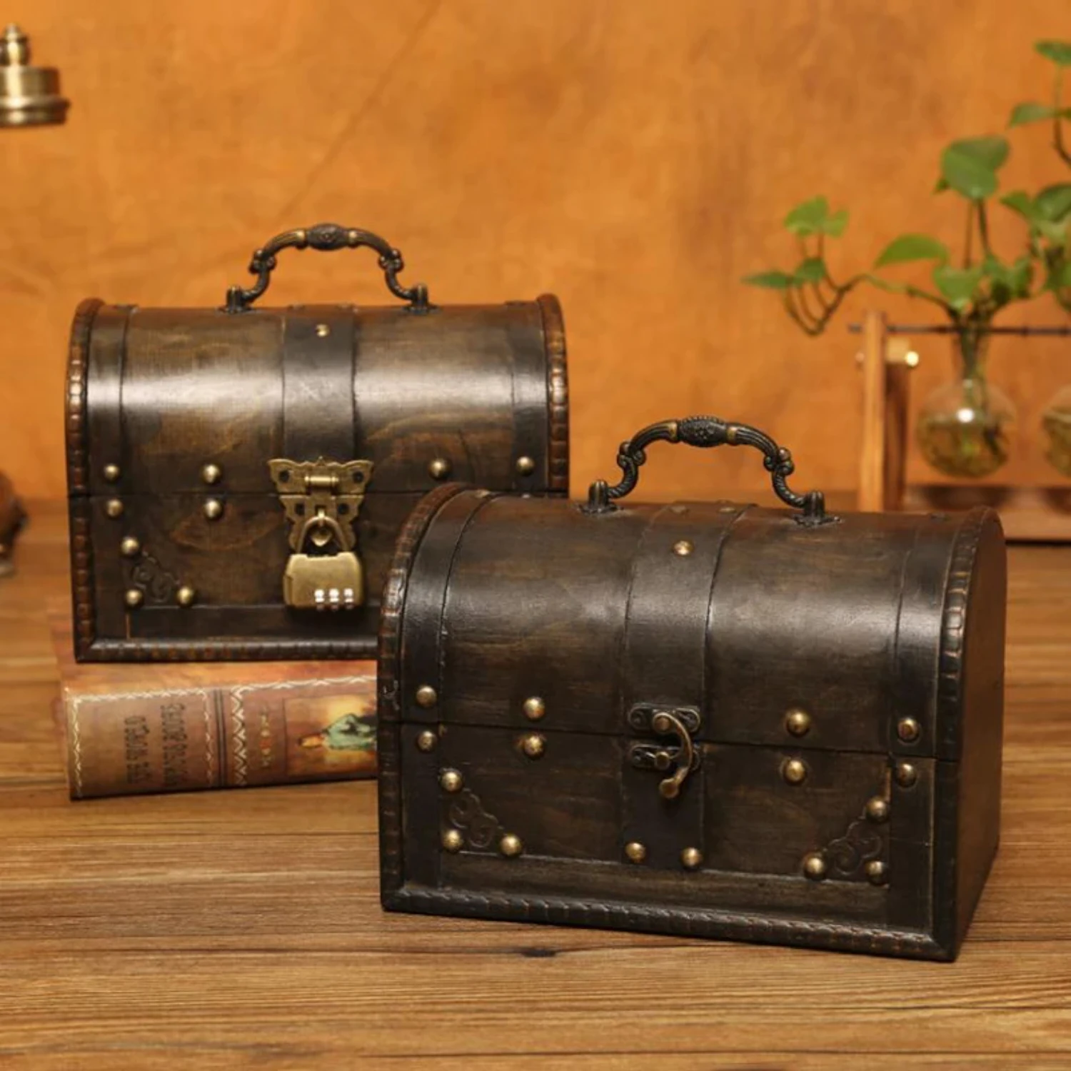 Retro-Piggy-Bank-With-Lock-No-Lock-Wooden-Storage-Change-Savings-Box ...