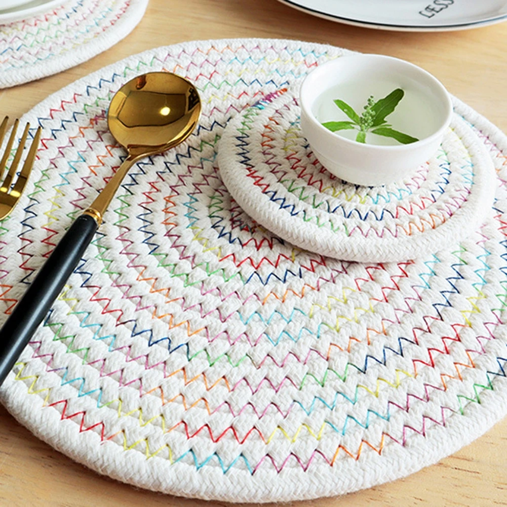 Hand-woven-Cotton-Rope-Dining-Table-Mat-Heat-Resistant-Placemats ...