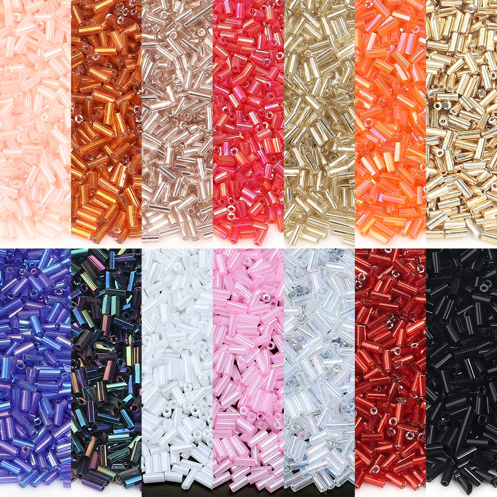 1450Pcs/Lot 4mm Tubular Glass Seed Beads Pure Color Lines Loose Spacer ...