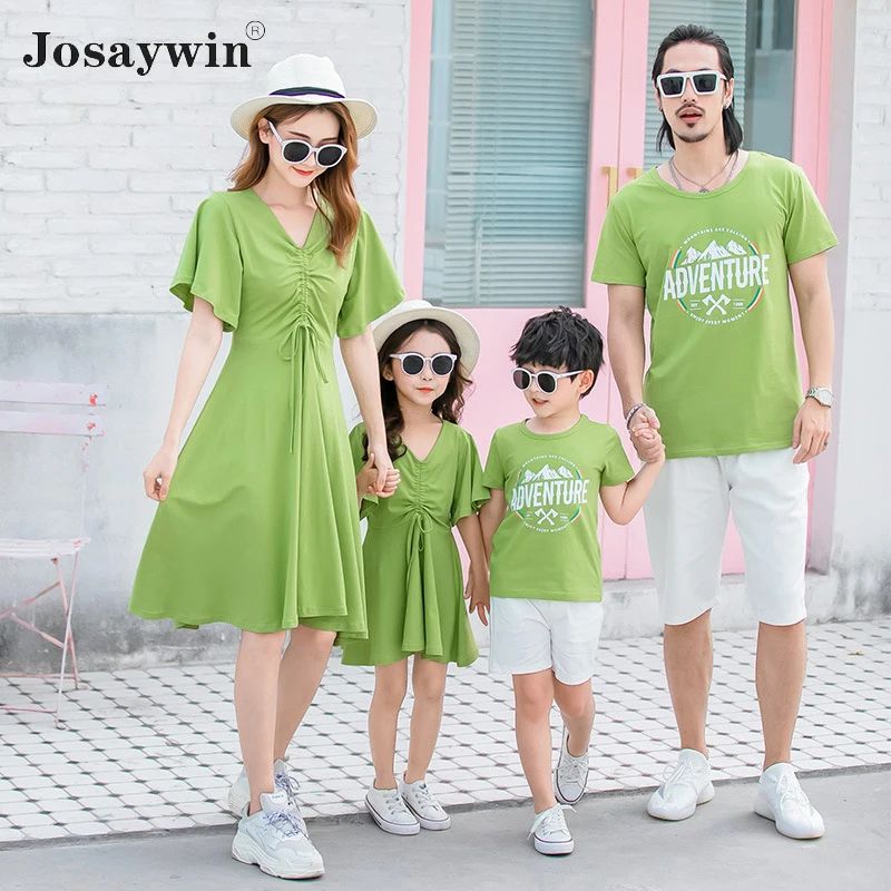 Summer Mother Kids Family Clothing Sets Daughter Father Dresses Tshirts ...