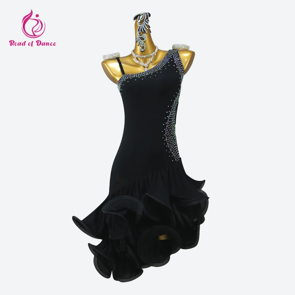 2024-Dance-Clothing-Black-Latin-Dress-Competition-Line-Skirts-Woman ...